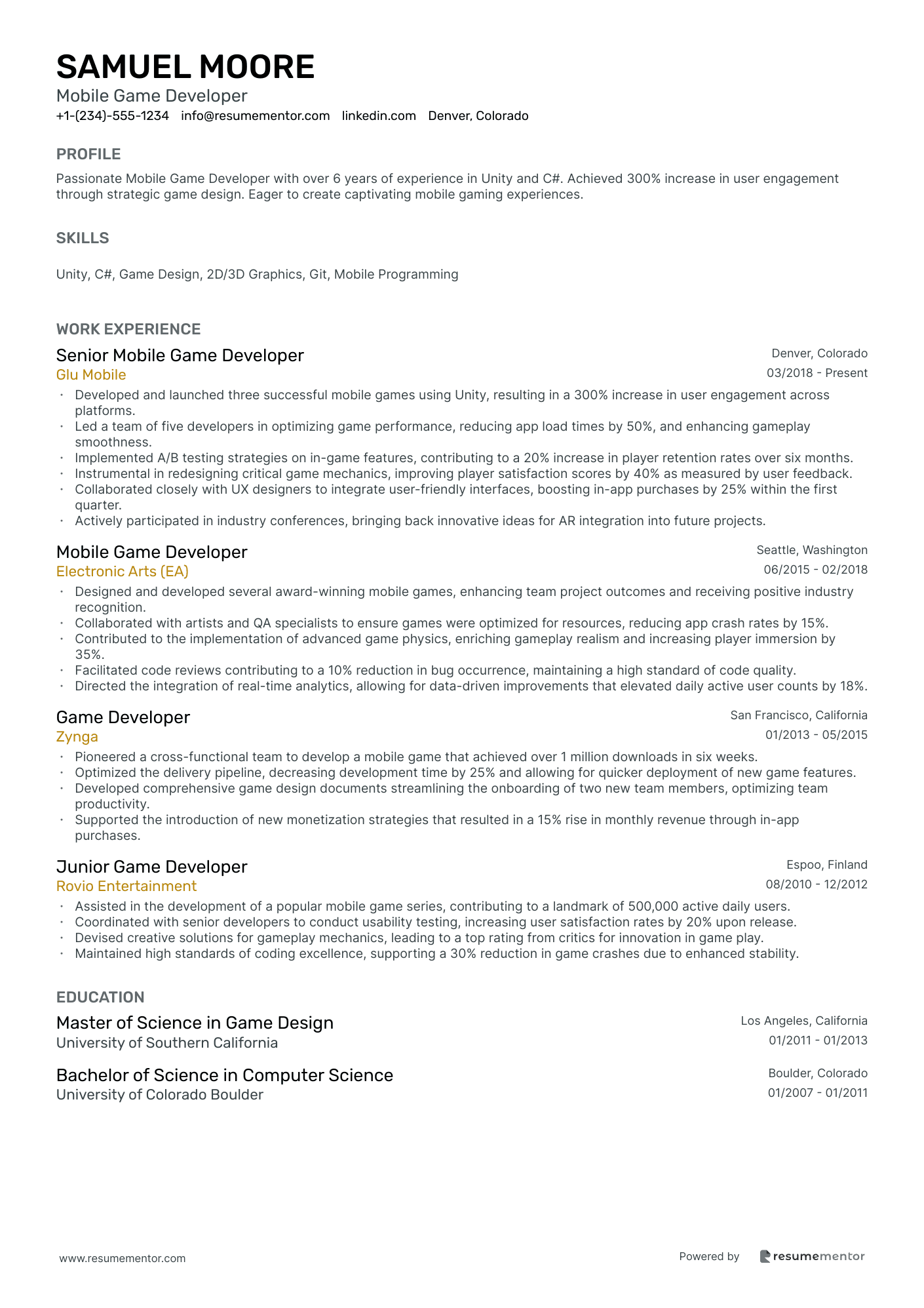 Mobile Developer Resume Example - Free to Edit ATS-Friendly PDF - 2025