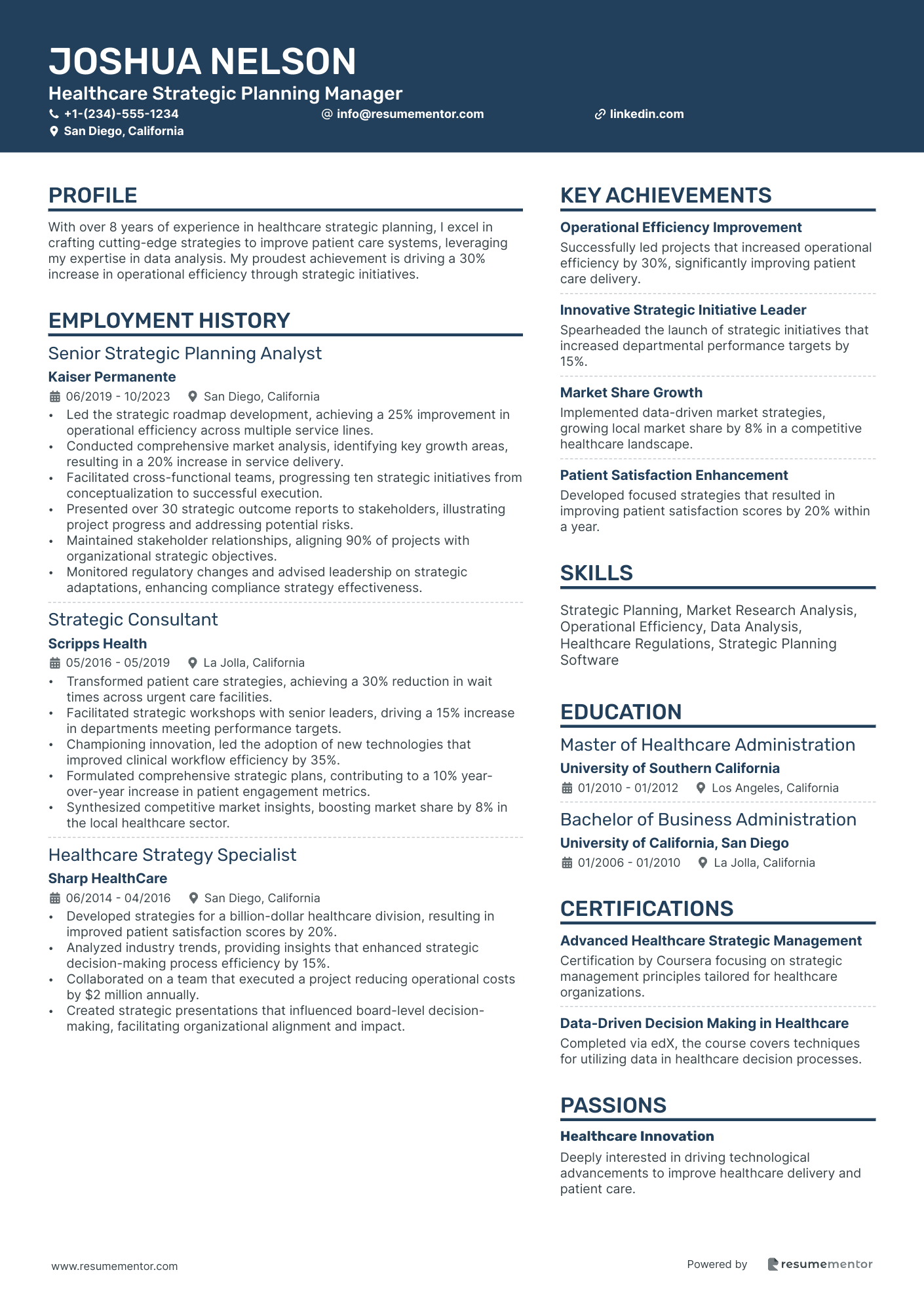Health Care Management Resume Examples - Free to Edit ATS-Friendly PDF ...