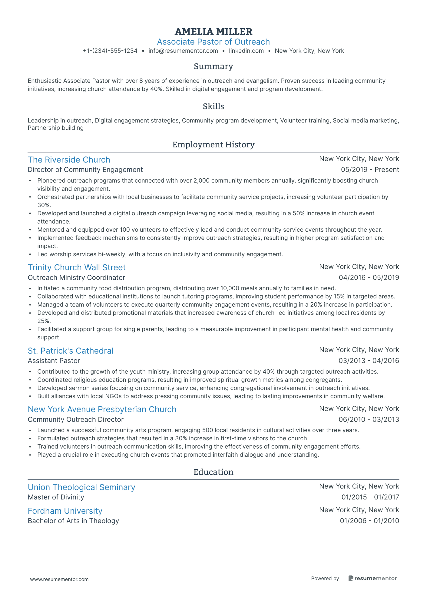 Pastor Resume Examples - Free to Edit ATS-Friendly PDF - 2025