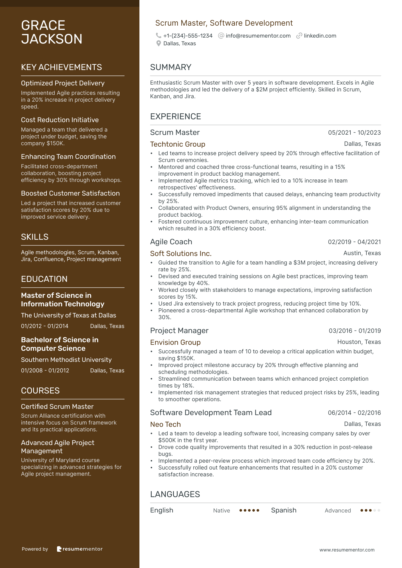 Scrum Master Resume Examples - Free to Edit ATS-Friendly PDF - 2025