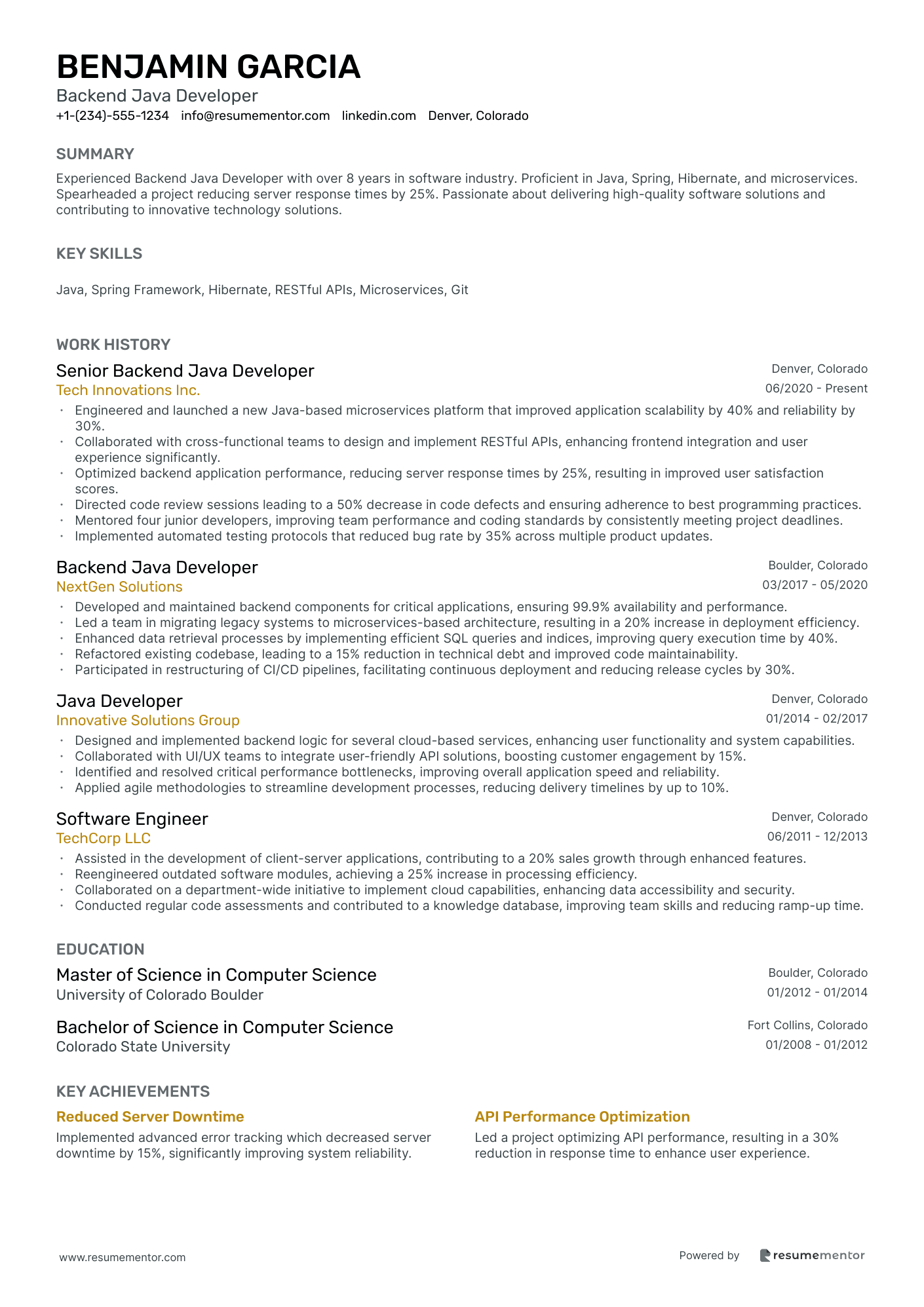 Backend Developer Resume Example - Free to Edit ATS-Friendly PDF - 2025