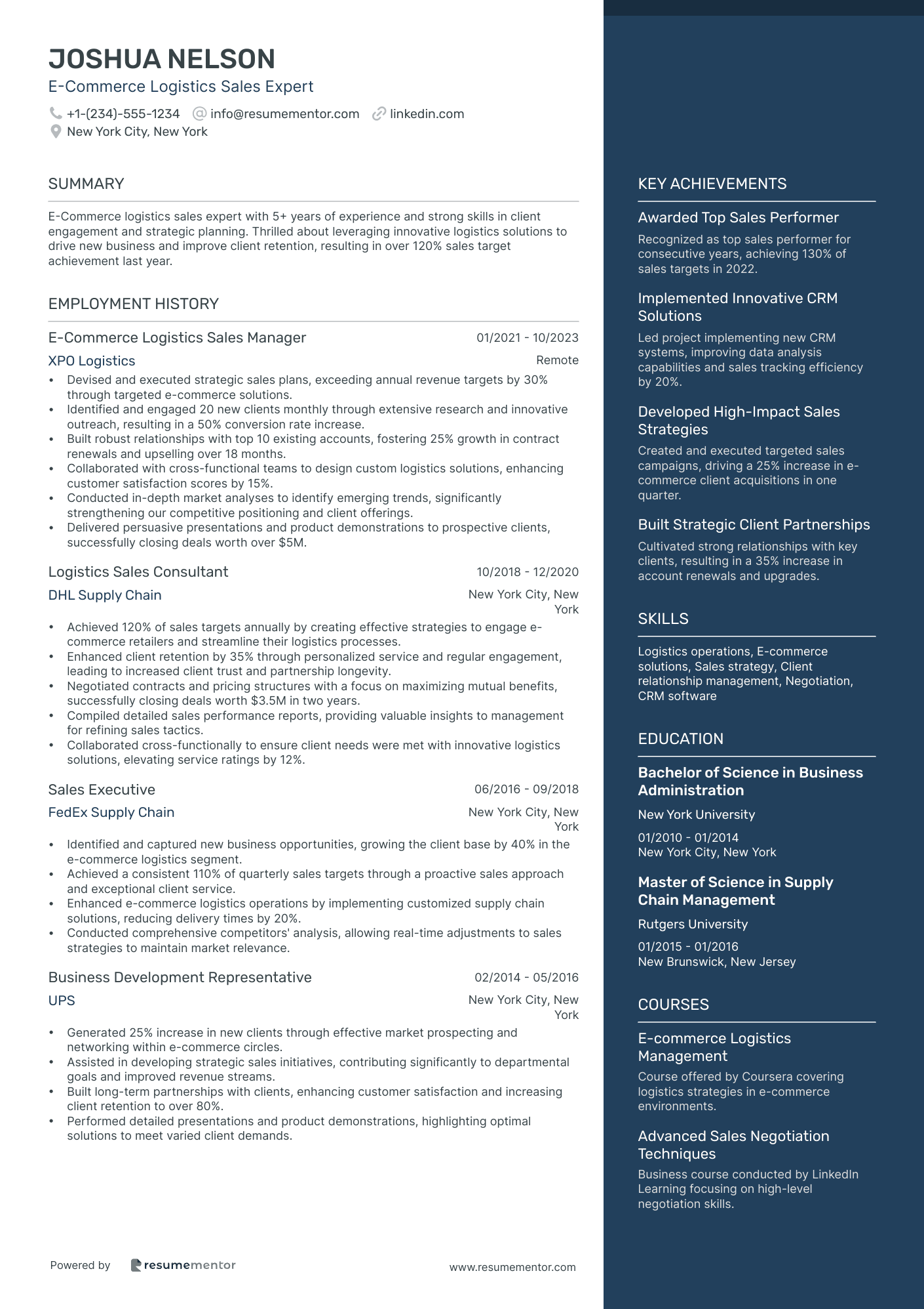 Logistics Sales Resume Examples To Get You Hired in 2025