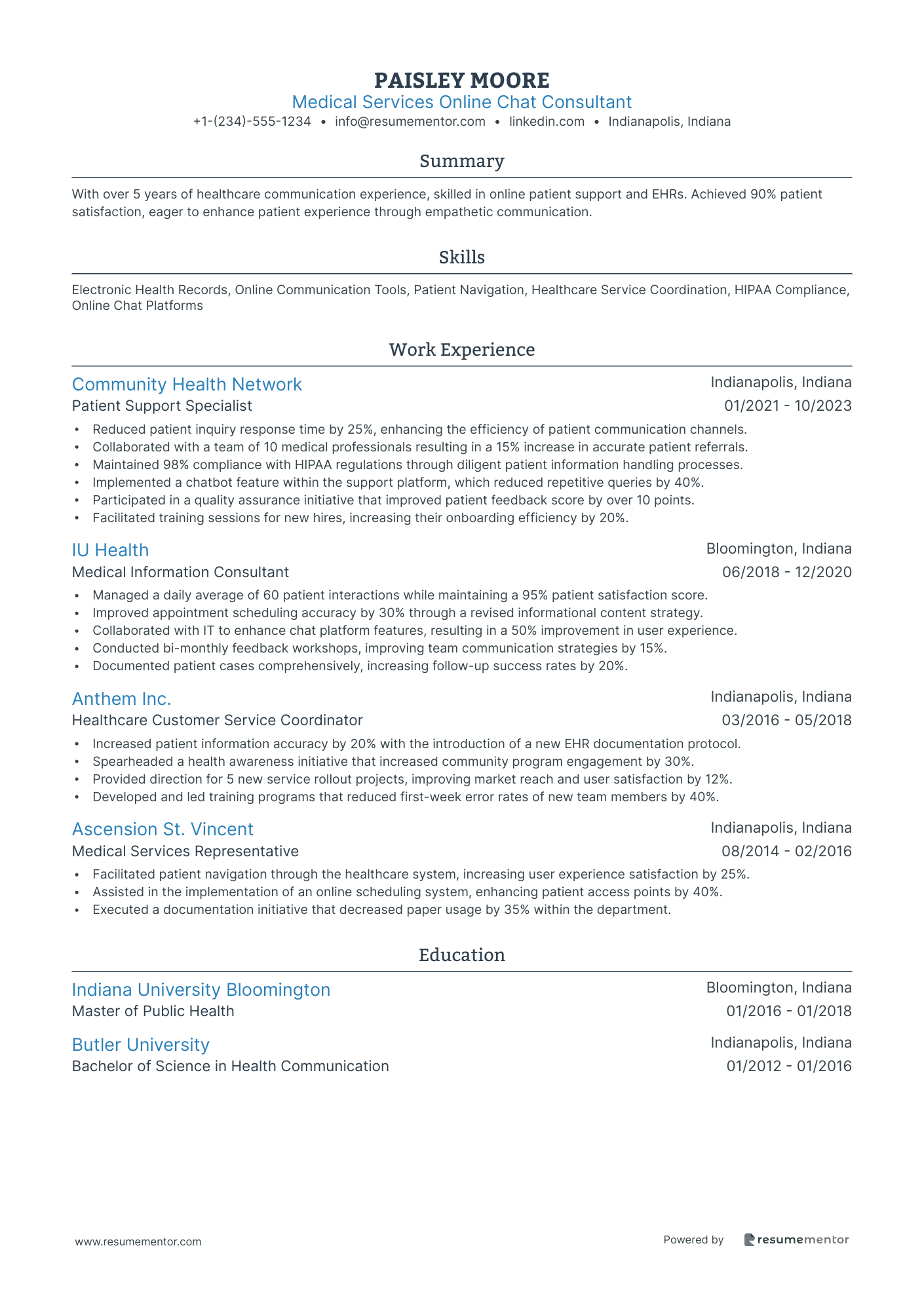 Online Chat Representative Resume Examples - Free to Edit ATS-Friendly ...