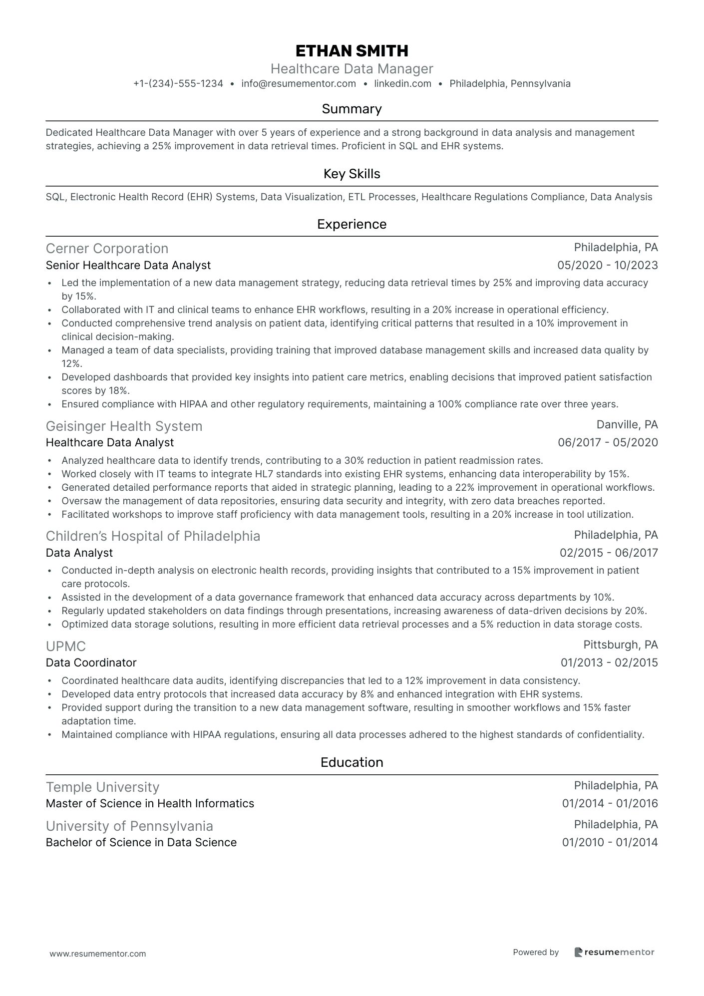 Data Manager Resume Example - Free to Edit ATS-Friendly PDF - 2025