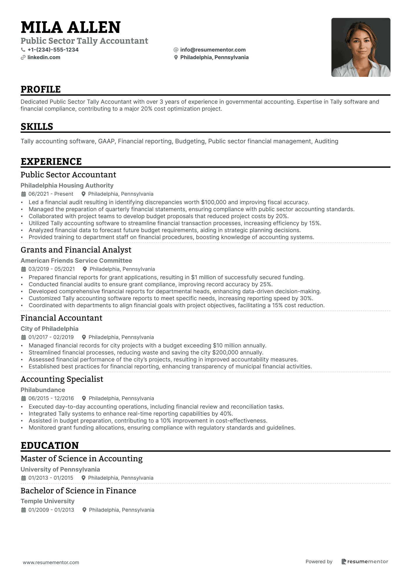 Tally Accountant Resume Examples To Get You Hired in 2025