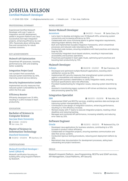 Mulesoft Developer Resume Examples To Get You Hired in 2025