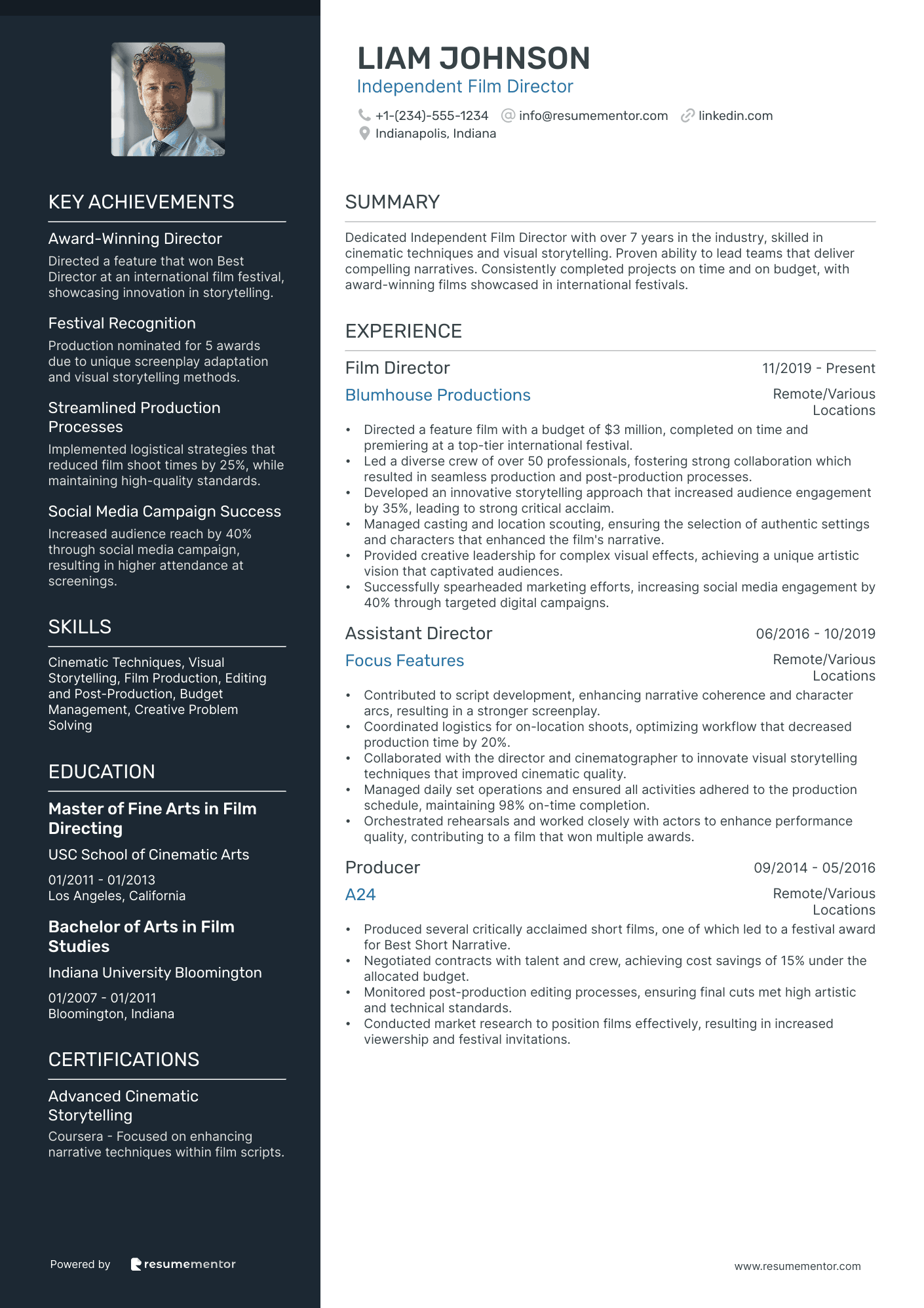 Film Director Resume Examples - Free to Edit ATS-Friendly PDF - 2025