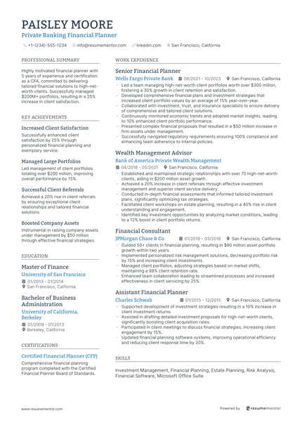 Private Banking Resume Example - Free to Edit ATS-Friendly PDF - 2025