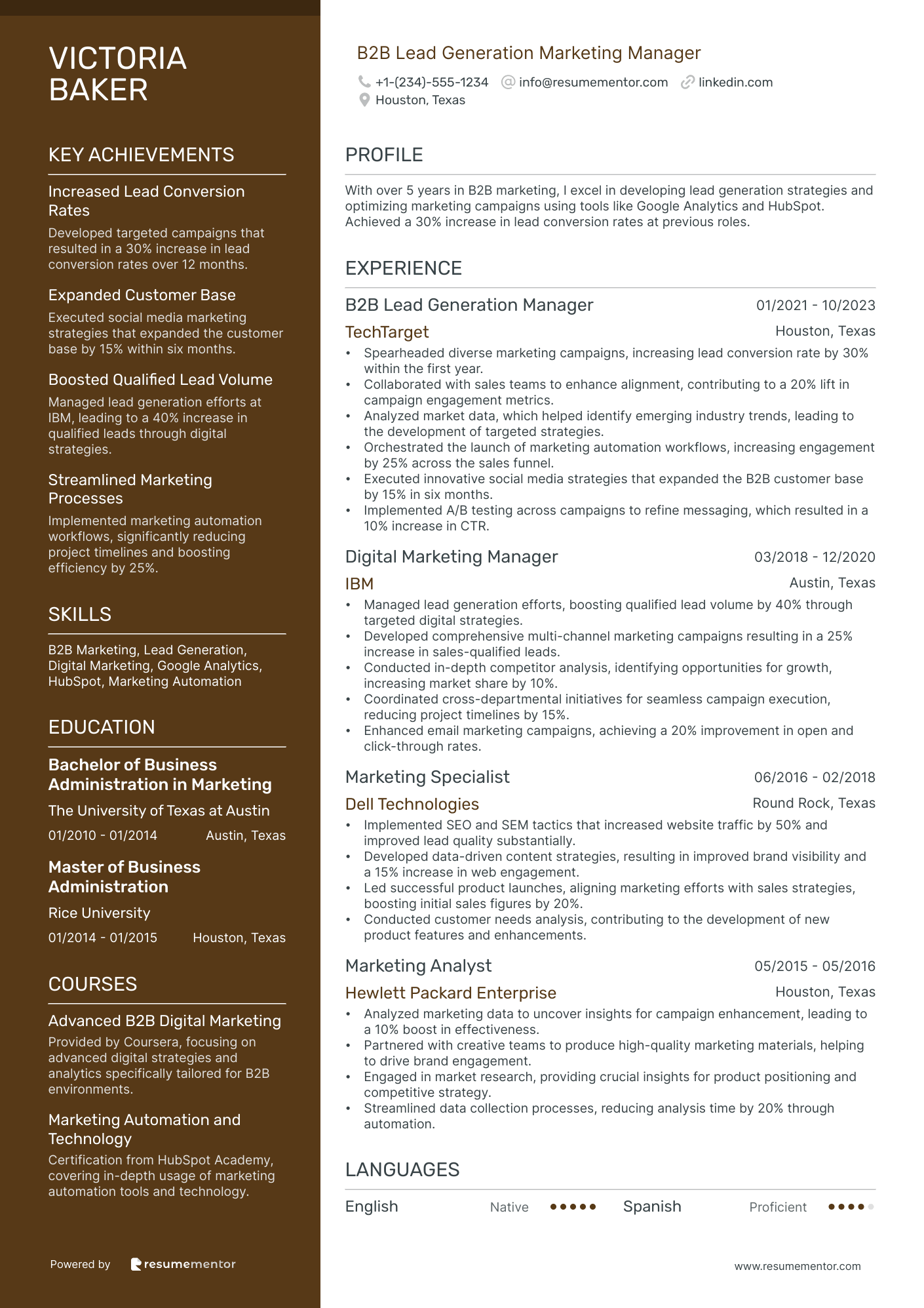 B2B Marketing Resume Example - Free to Edit ATS-Friendly PDF - 2025