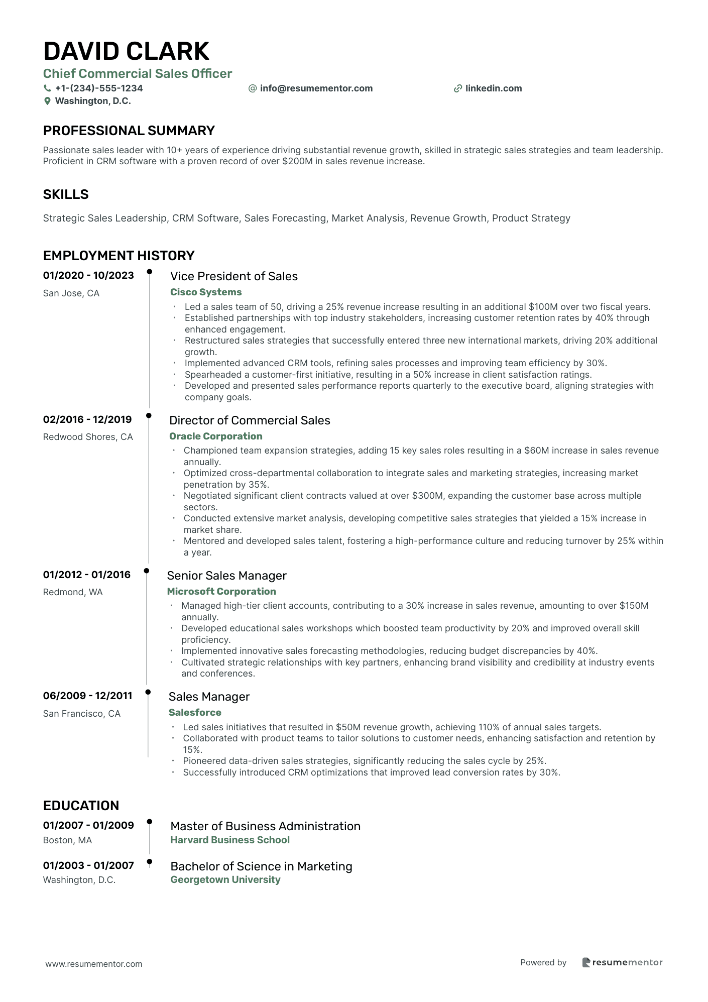Chief Commercial Officer (CCO) Resume Example - Free to Edit ATS ...