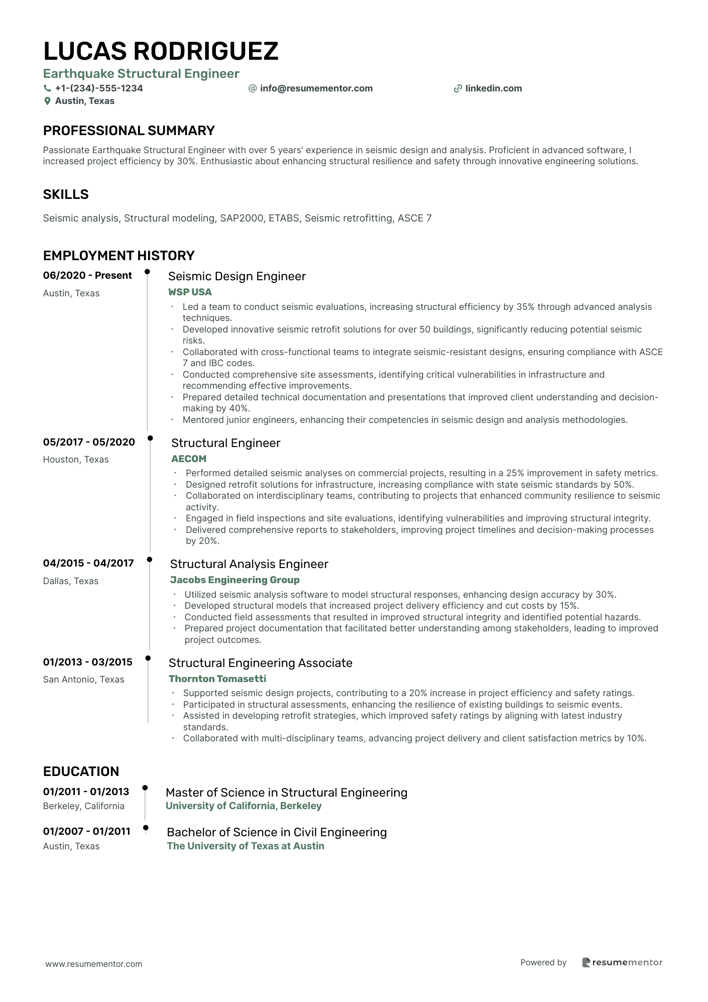 Structural Engineer Resume Example - Free to Edit ATS-Friendly PDF - 2025