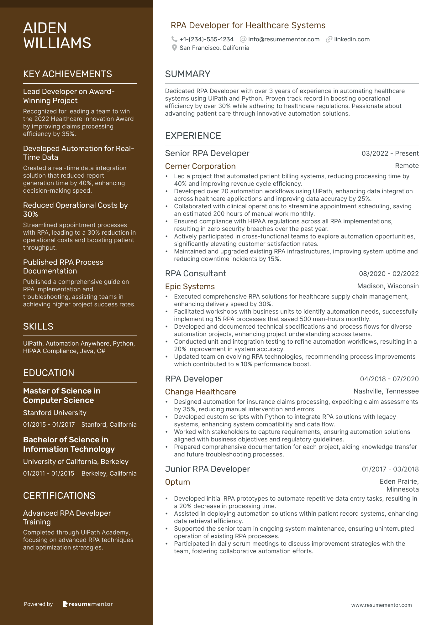 RPA Developer Resume Examples To Get You Hired in 2025