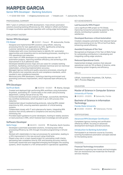 RPA Developer Resume Examples To Get You Hired in 2025