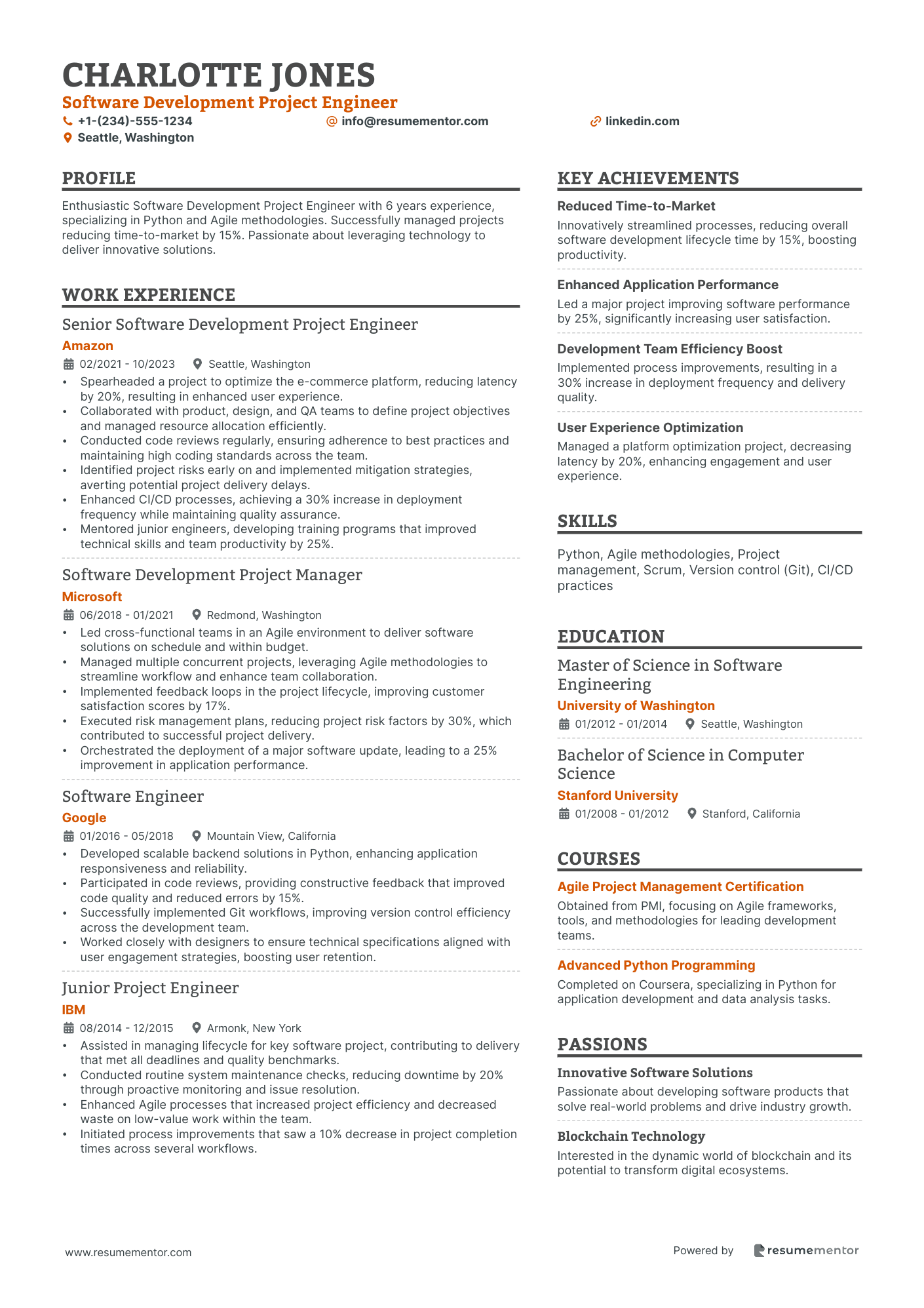 Project Engineer Resume Example - Free to Edit ATS-Friendly PDF - 2025