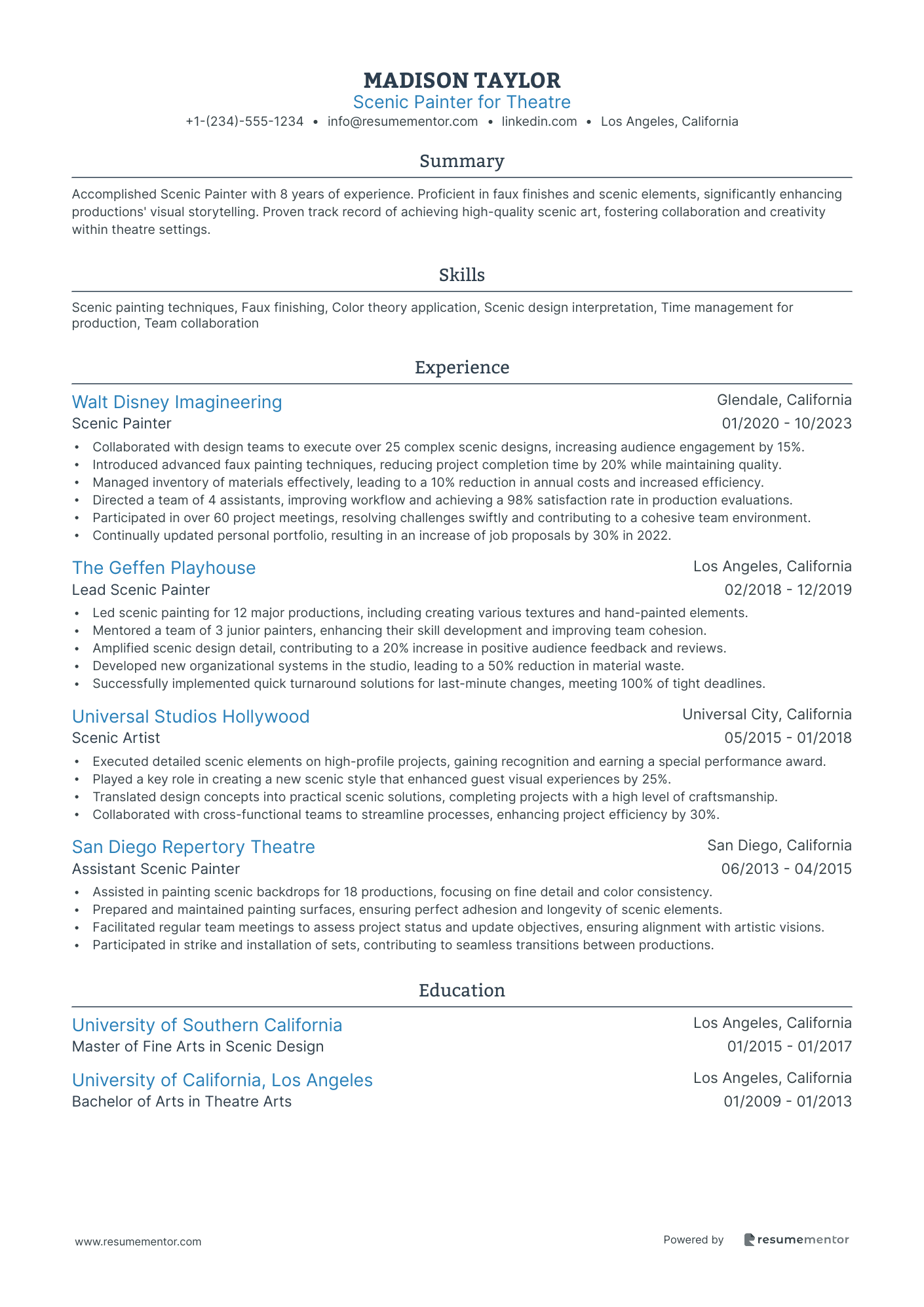 Painter Resume Examples - Free to Edit ATS-Friendly PDF - 2025