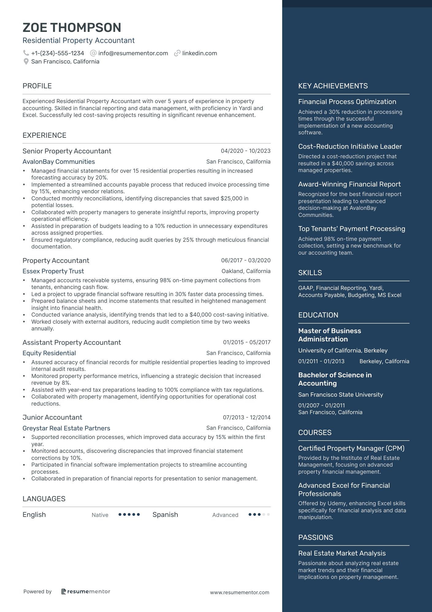 Property Accountant Resume Example - Free to Edit ATS-Friendly PDF - 2025