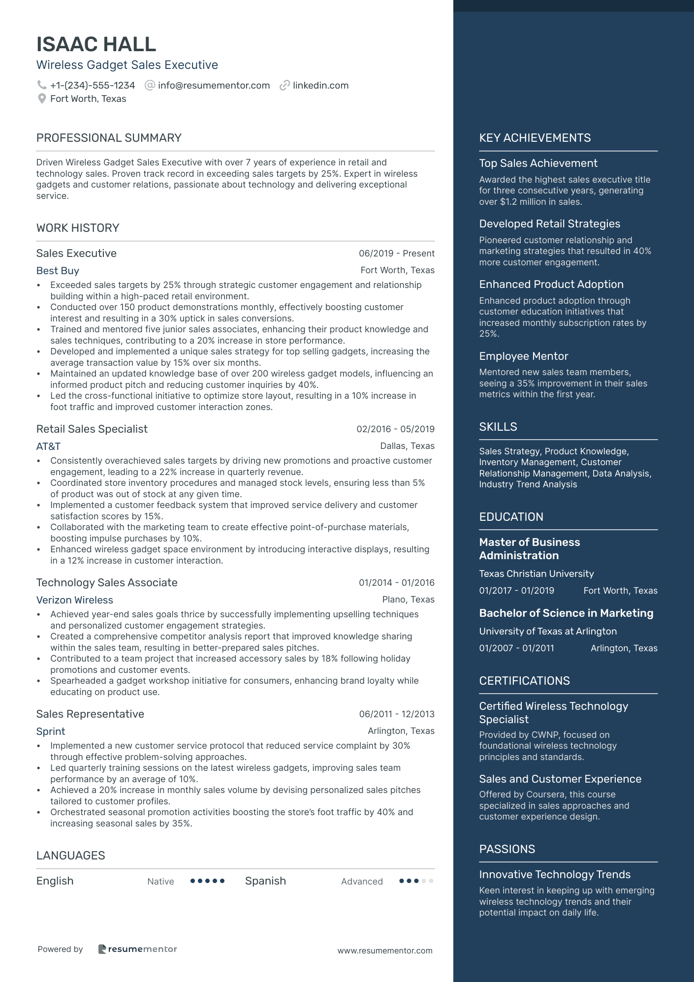 Cell Phone Sales Resume Example - Free to Edit ATS-Friendly PDF - 2025