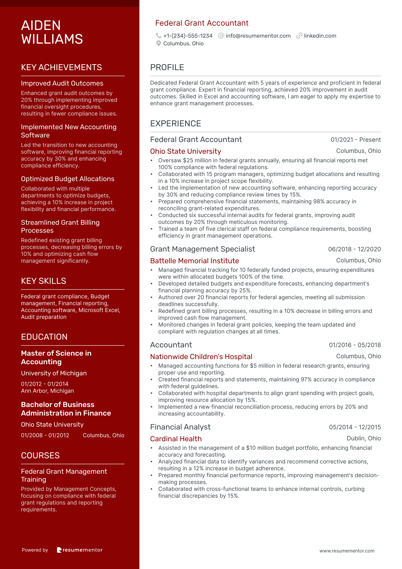 Grant Accountant Resume Example - Free to Edit ATS-Friendly PDF - 2025