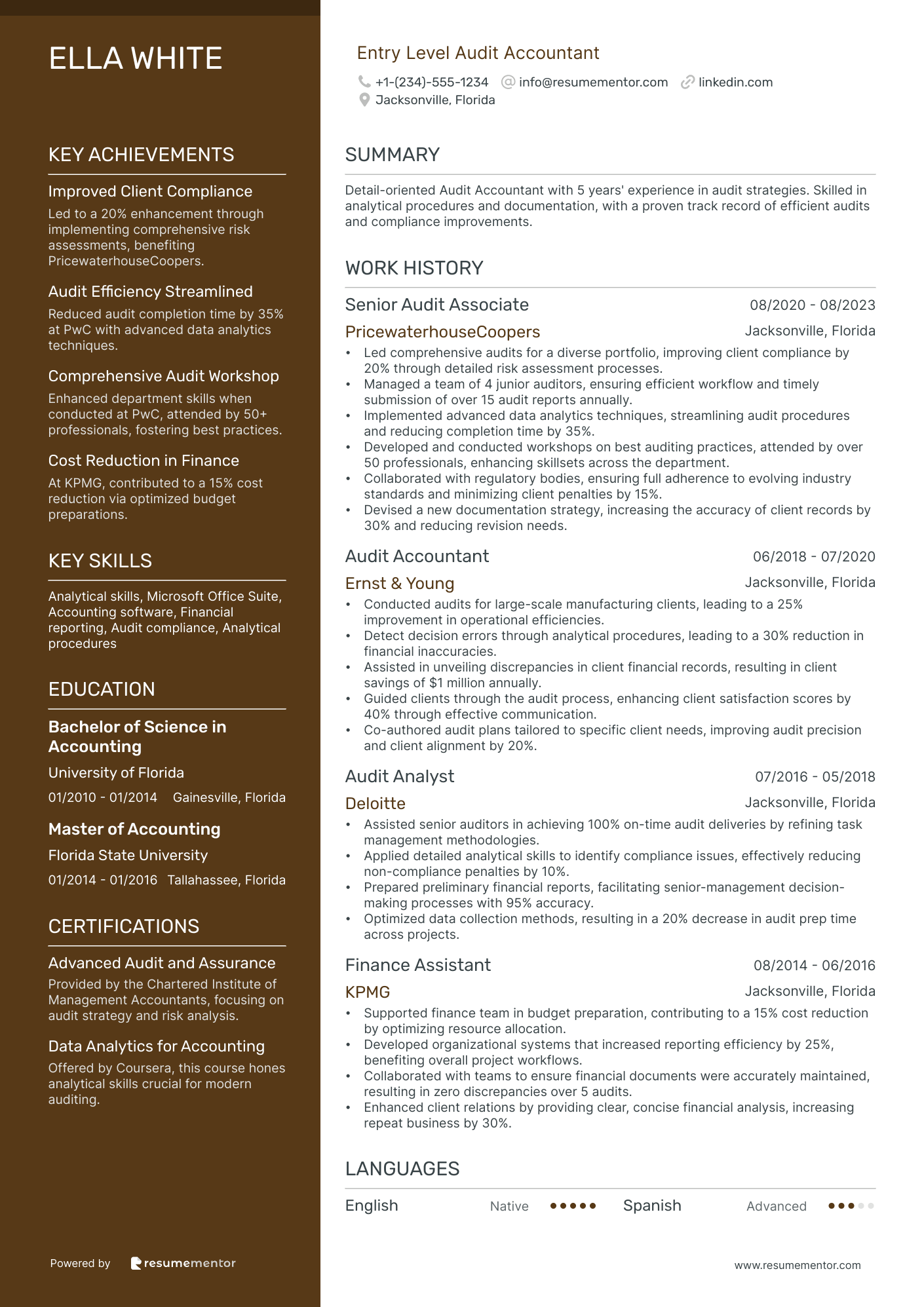 Entry Level Accountant Resume Example - Free to Edit ATS-Friendly PDF ...