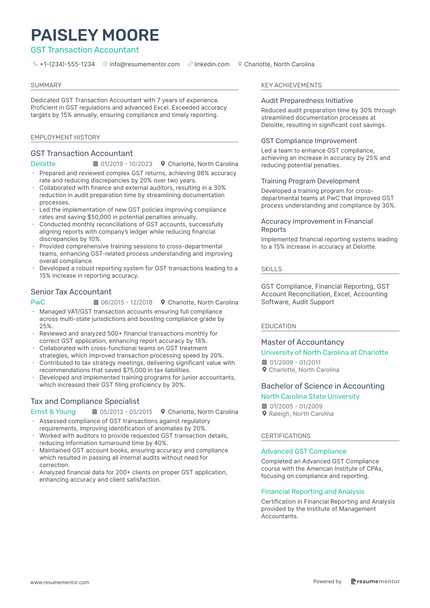 GST Accountant Resume Examples To Get You Hired in 2025