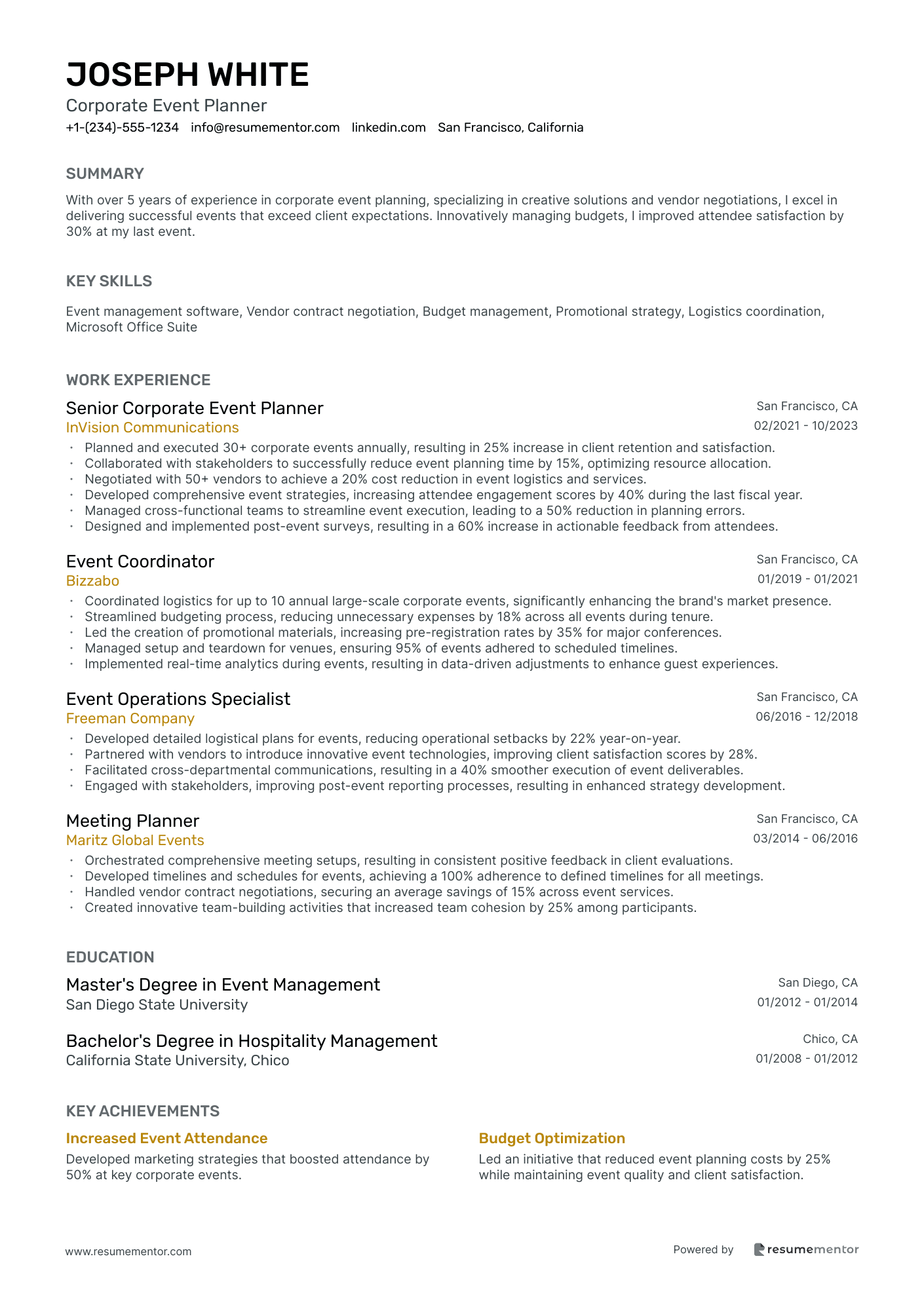 Event Coordinator Resume Examples - Free to Edit ATS-Friendly PDF - 2025