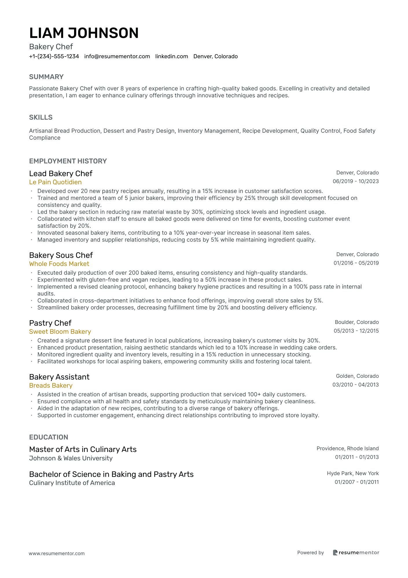 Chef Resume Examples - Free to Edit ATS-Friendly PDF - 2025