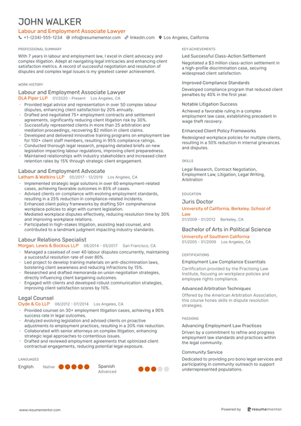 Associate Lawyer Resume Example - Free to Edit ATS-Friendly PDF - 2025