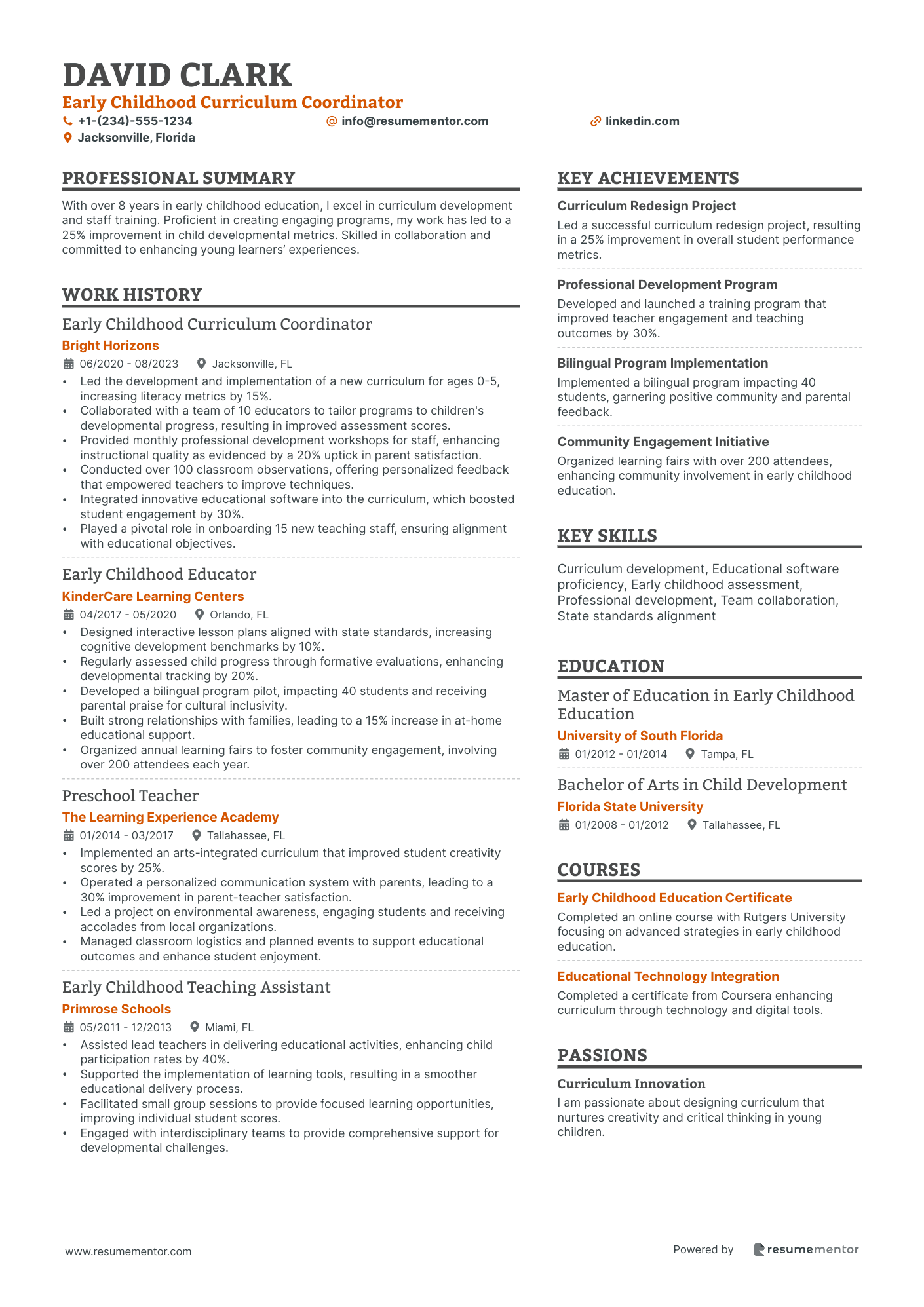 Early Childhood Education Resume Examples - Free to Edit ATS-Friendly ...