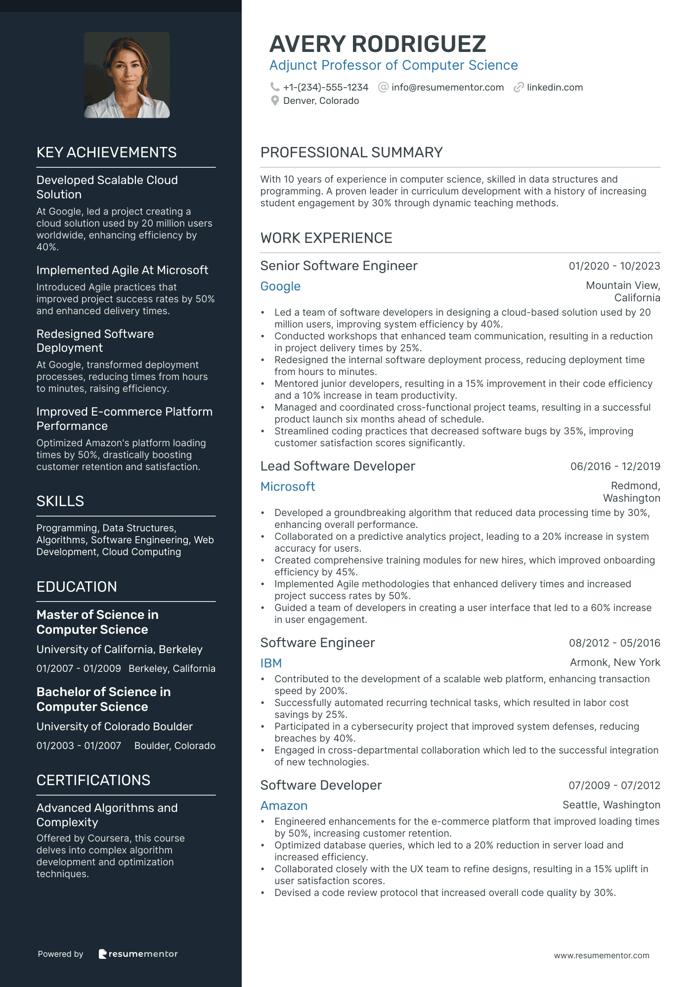 College Professor Resume Examples - Free to Edit ATS-Friendly PDF - 2025