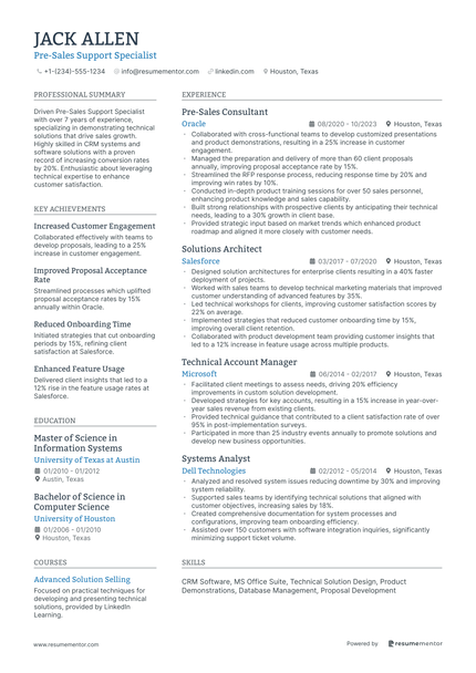 Pre-Sales Resume Example - Free to Edit ATS-Friendly PDF - 2025