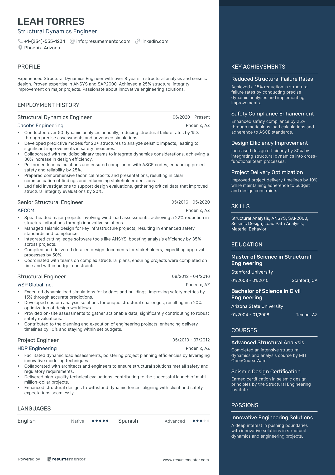 Structural Engineer Resume Example - Free to Edit ATS-Friendly PDF - 2025