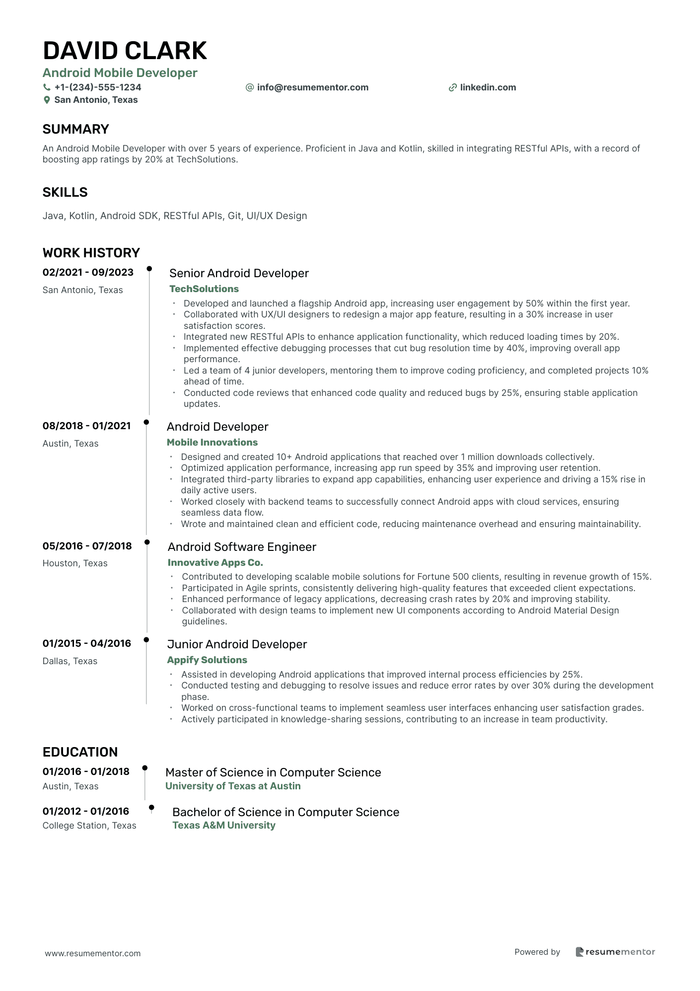 Mobile Developer Resume Example - Free to Edit ATS-Friendly PDF - 2025