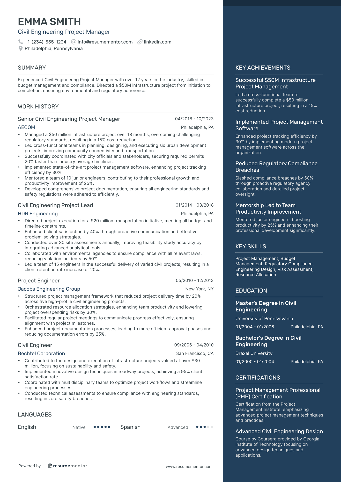 Civil Engineering Resume Examples - Free to Edit ATS-Friendly PDF - 2025