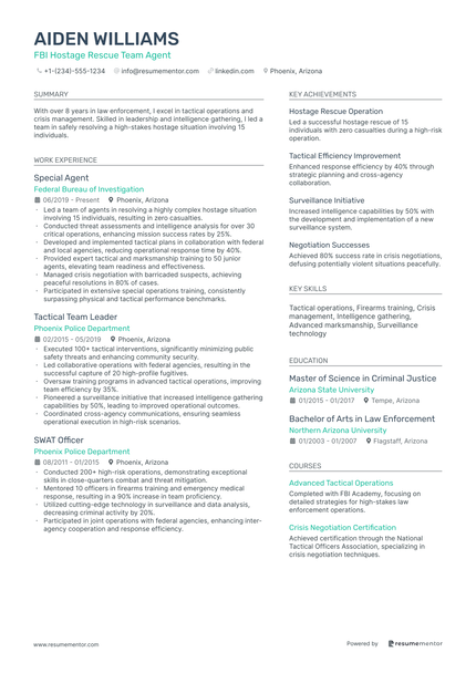 FBI Agent Resume Examples - Free to Edit ATS-Friendly PDF - 2025