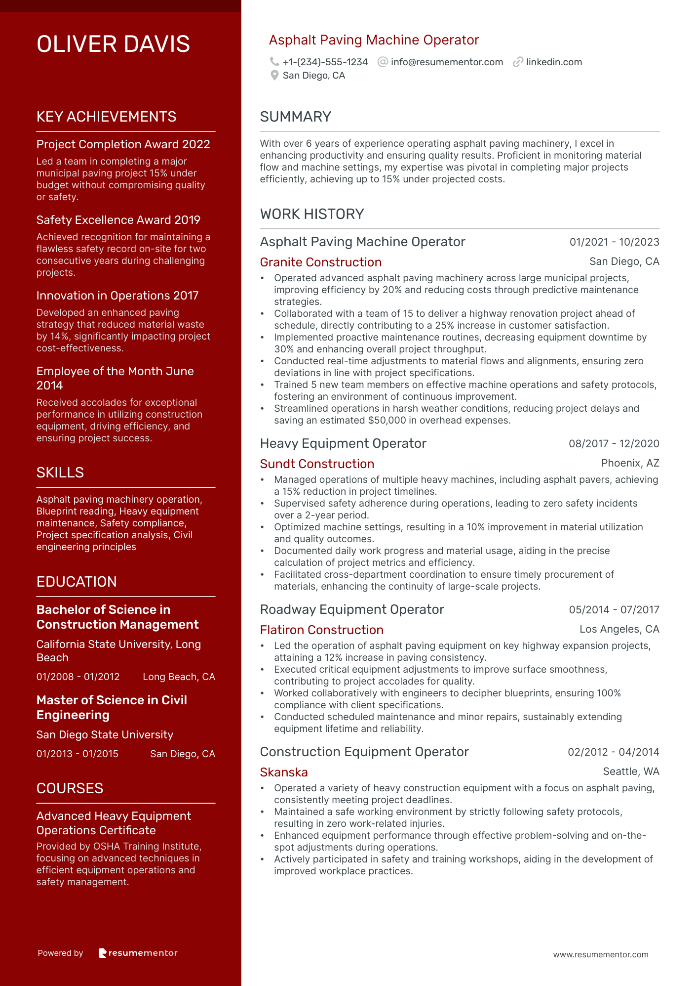 Heavy Equipment Operator Resume Examples - Free to Edit ATS-Friendly ...