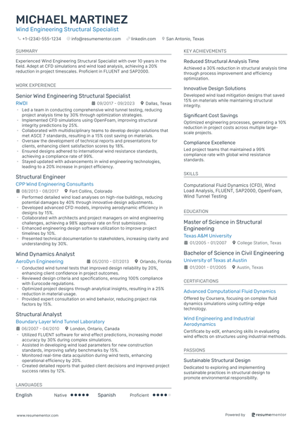 Structural Engineer Resume Example - Free to Edit ATS-Friendly PDF - 2025
