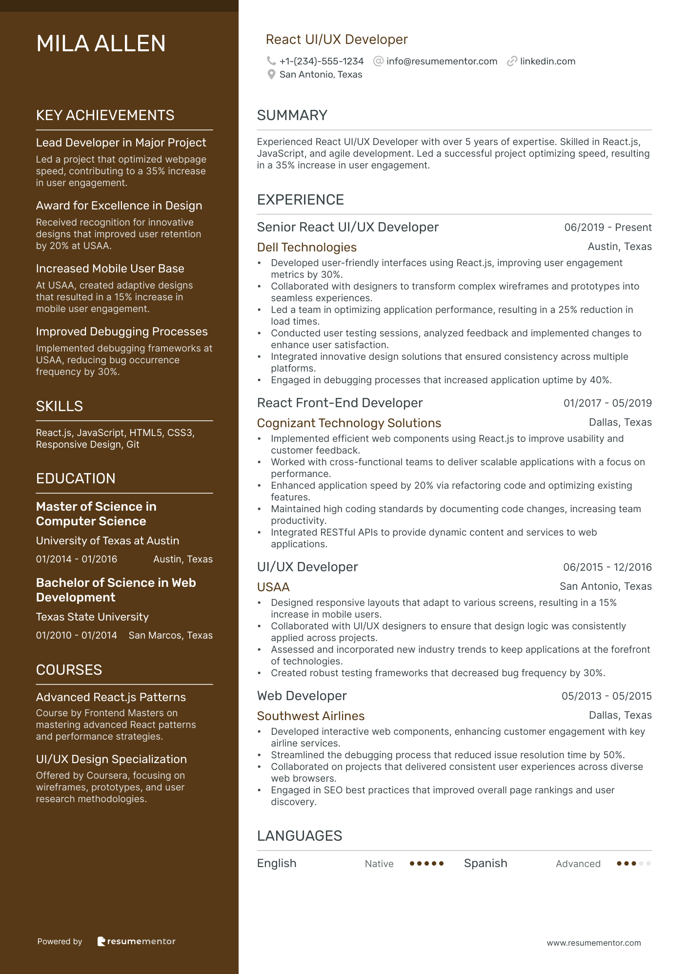 React Developer Resume Example - Free to Edit ATS-Friendly PDF - 2025