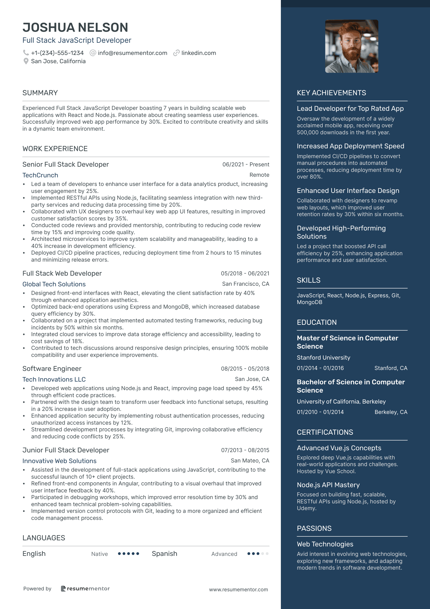 Full Stack Engineer Resume Example - Free to Edit ATS-Friendly PDF - 2025