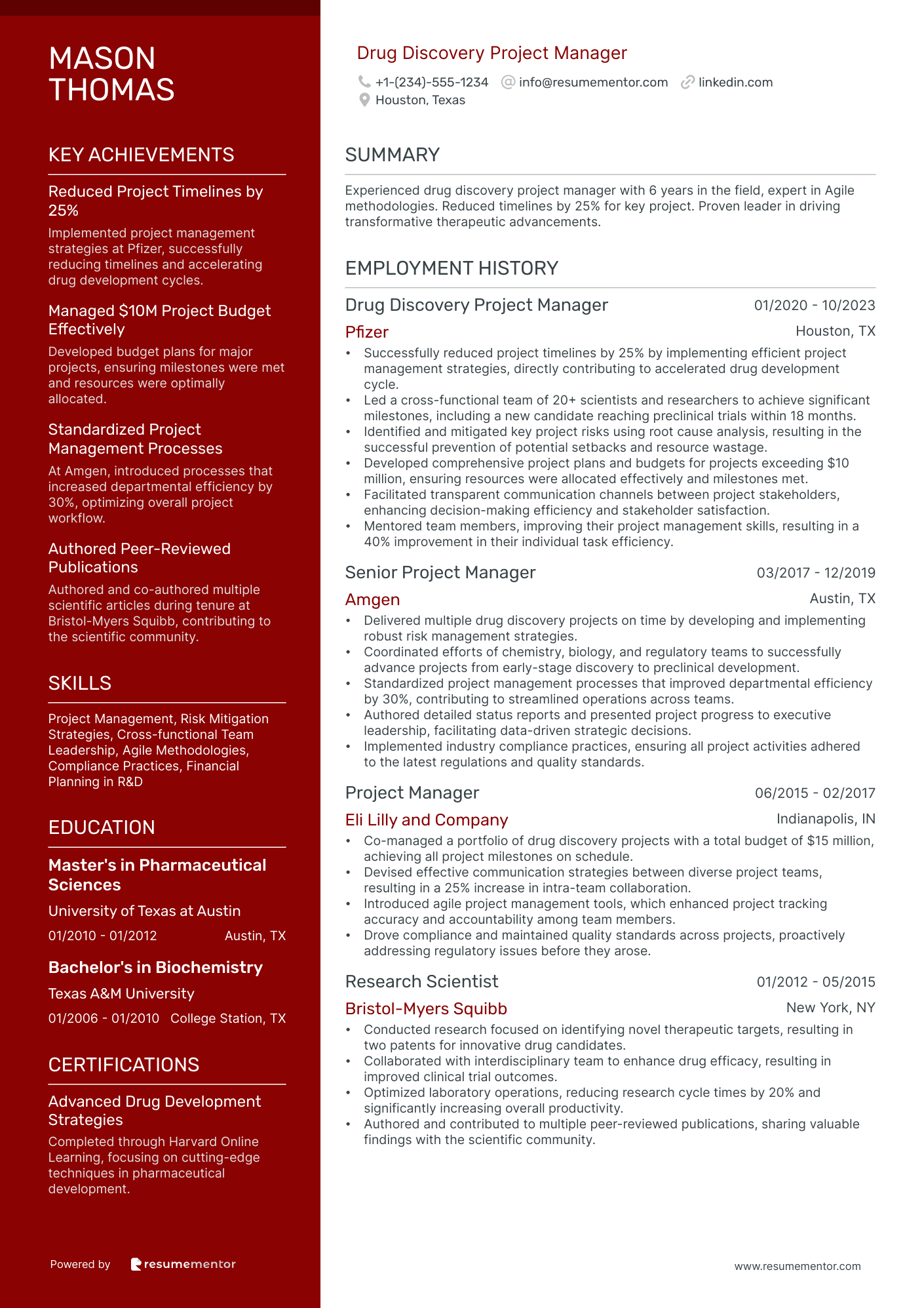 Pharmaceutical Project Manager Resume Examples To Get You Hired in 2025