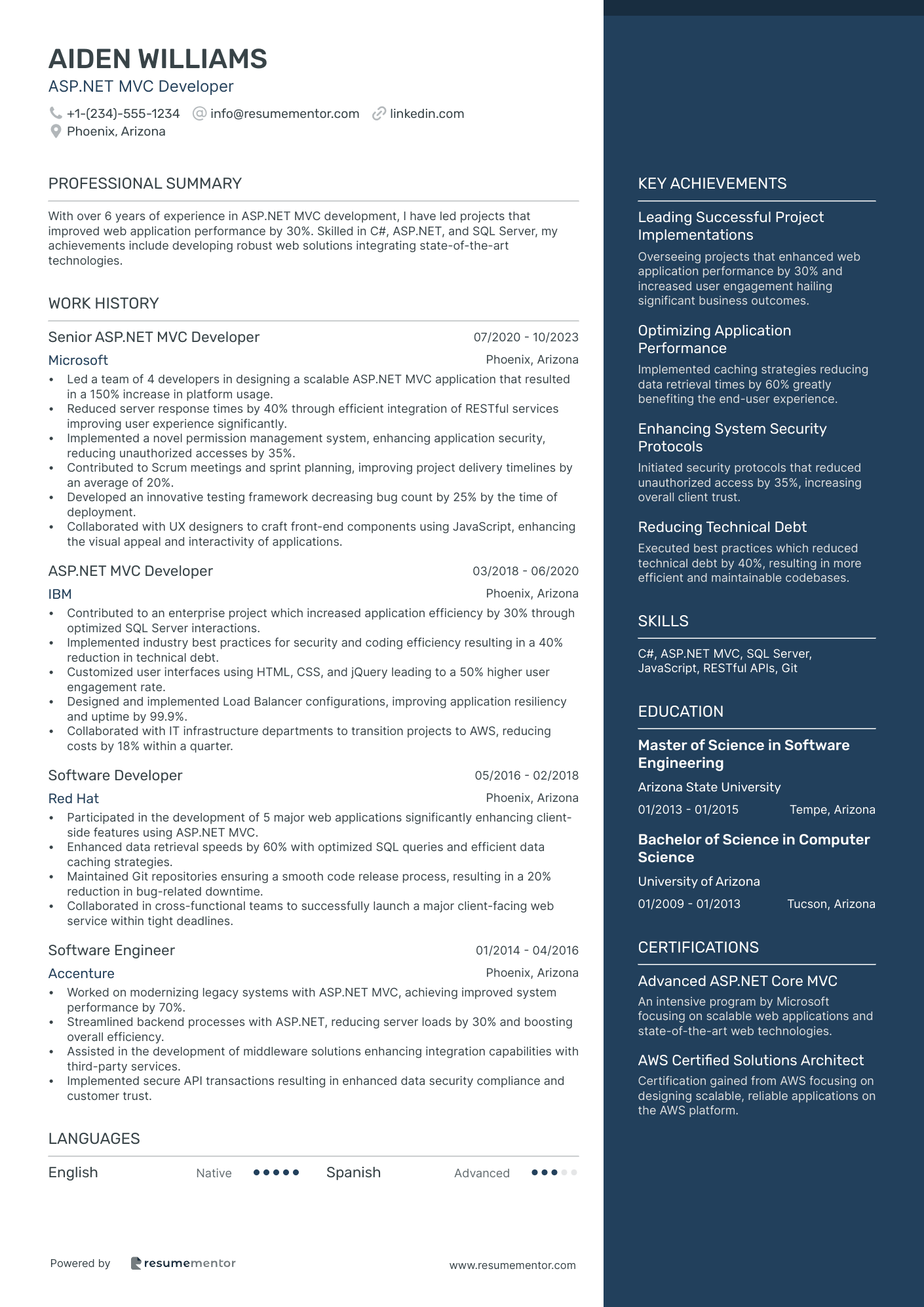 .Net Developer Resume Example - Free to Edit ATS-Friendly PDF - 2025