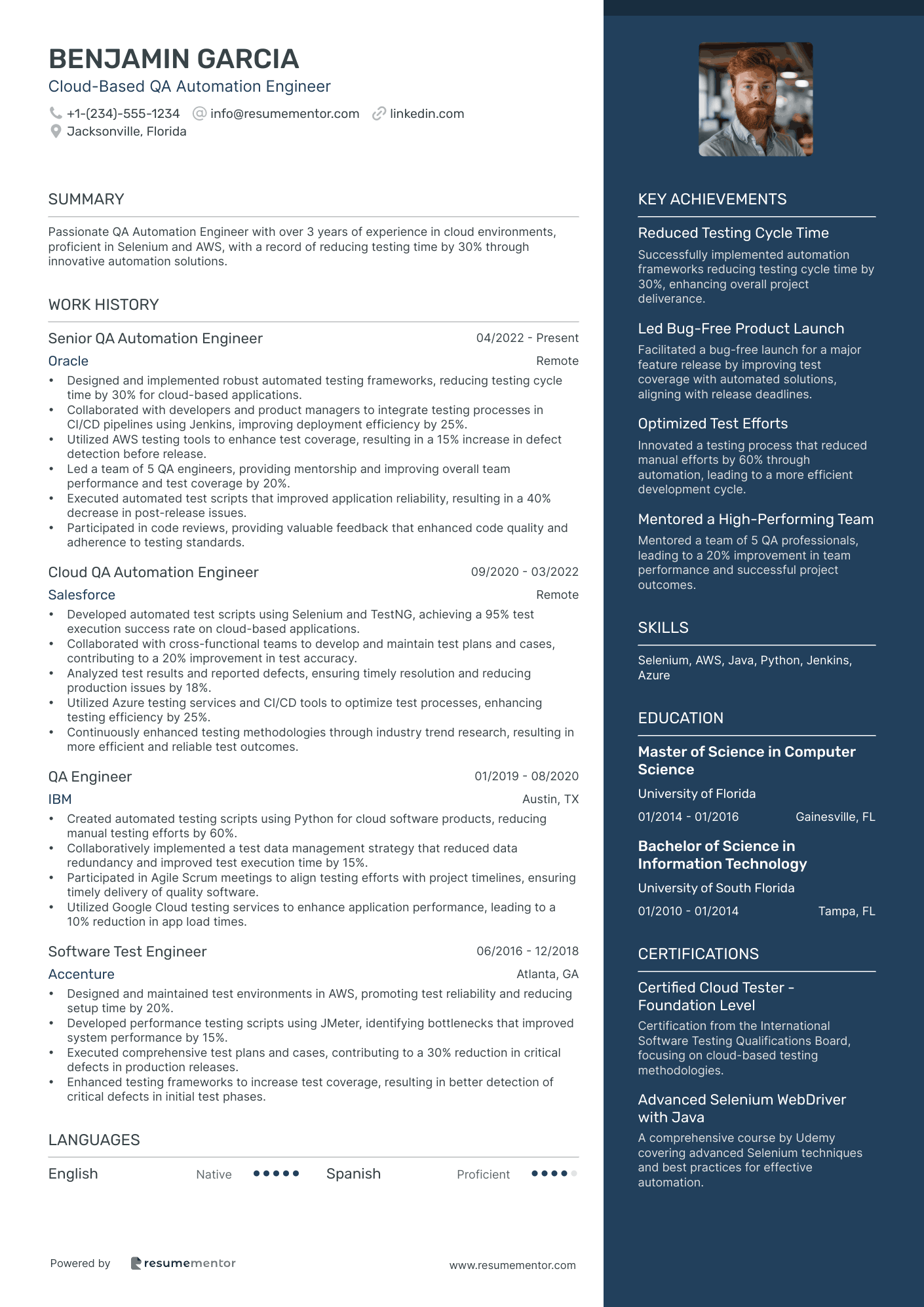 QA Automation Engineer Resume Example - Free to Edit ATS-Friendly PDF ...