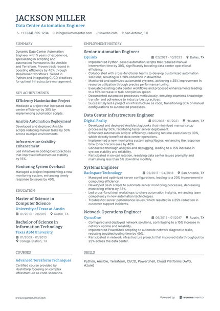 Automation Engineer Resume Example - Free to Edit ATS-Friendly PDF - 2025