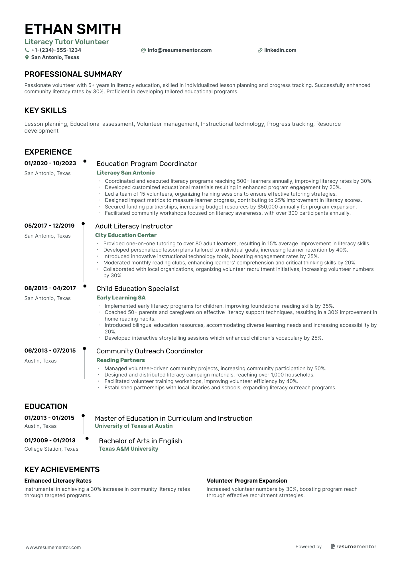 Volunteer Resume Examples - Free to Edit ATS-Friendly PDF - 2025
