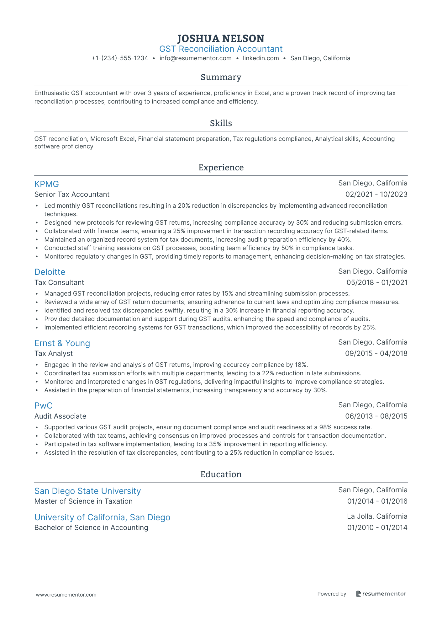 GST Accountant Resume Examples To Get You Hired in 2025