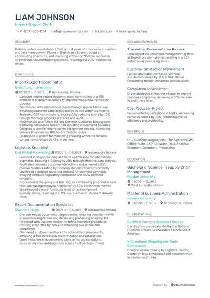 31 Logistics Resume Examples - Free to Edit ATS-Friendly PDF - 2025