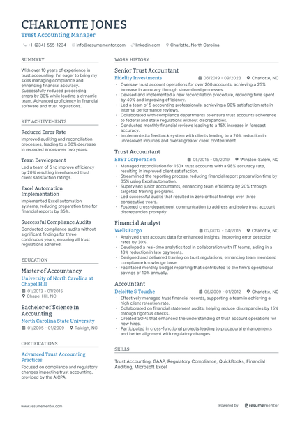 Trust Accountant Resume Example - Free to Edit ATS-Friendly PDF - 2025
