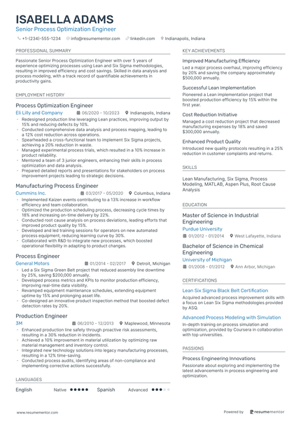 Process Engineer Resume Example - Free to Edit ATS-Friendly PDF - 2025