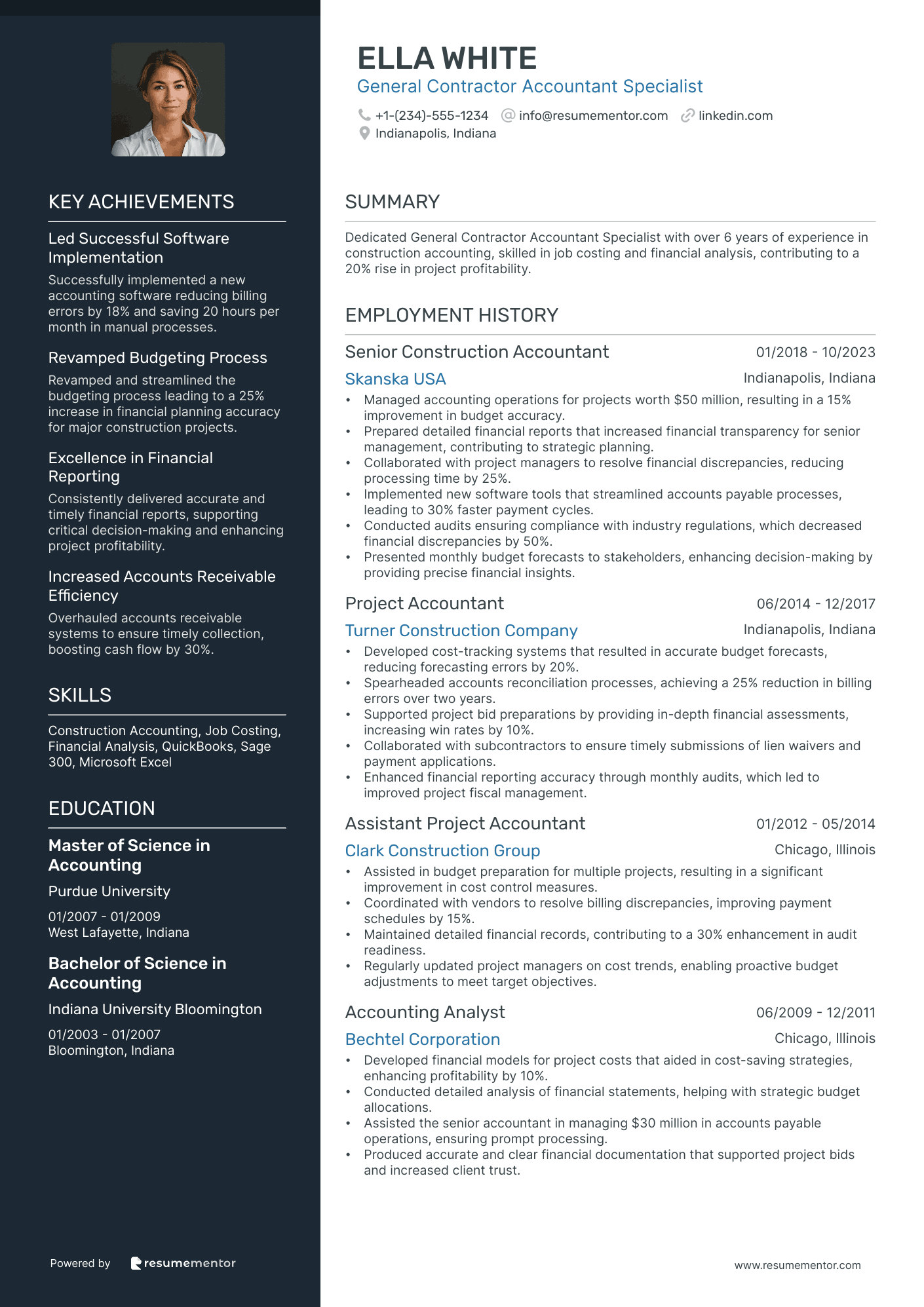 Construction Project Accountant Resume Example - Free to Edit ATS ...