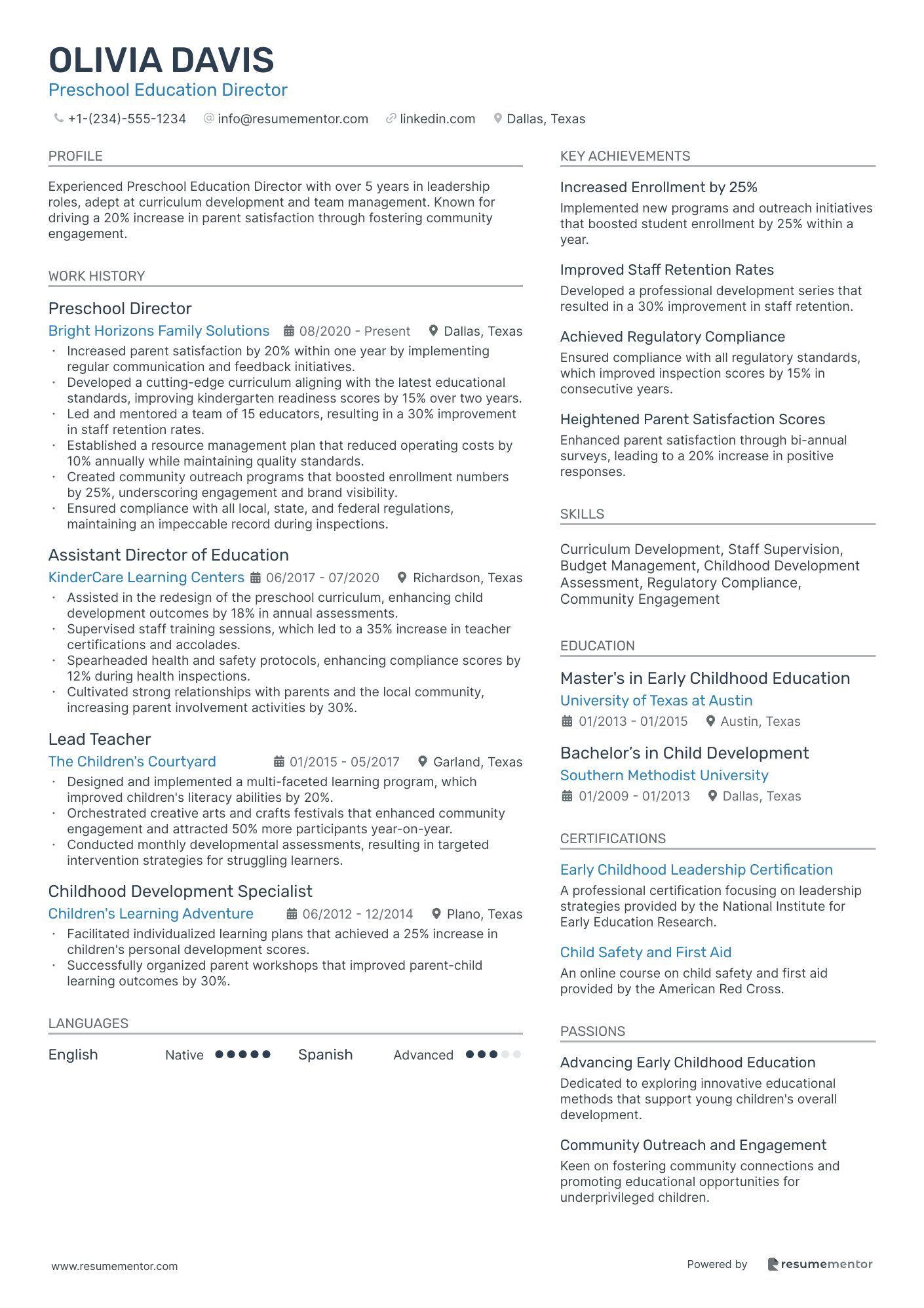 Early Childhood Education Resume Examples - Free to Edit ATS-Friendly ...