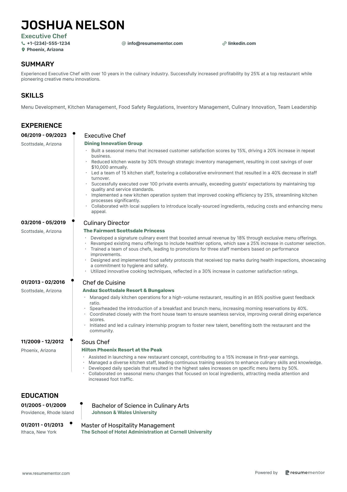 Chef Resume Examples - Free to Edit ATS-Friendly PDF - 2025